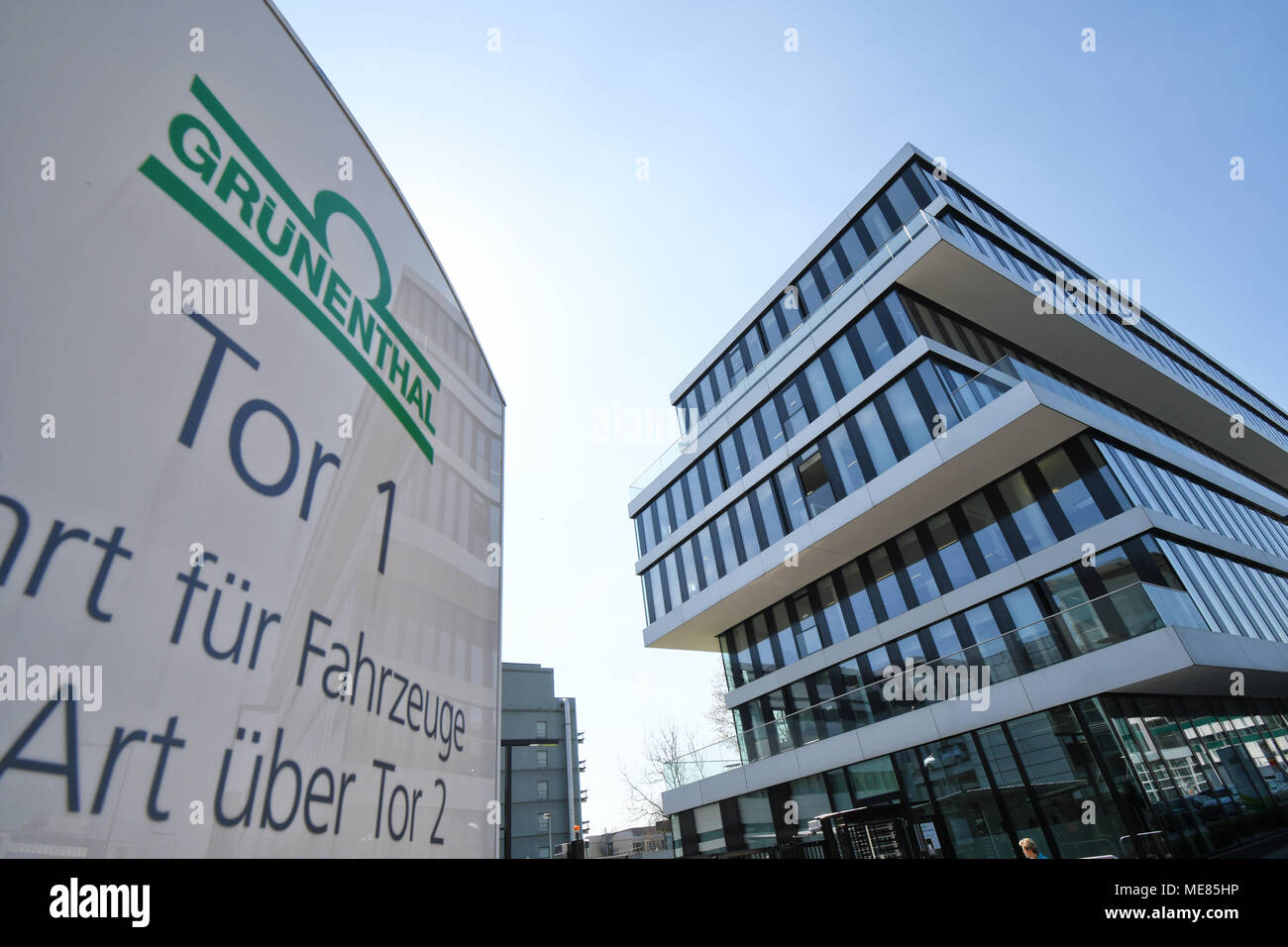 27 April 2018, Germany, Aachen: A sign outside the headquarters of the ...
