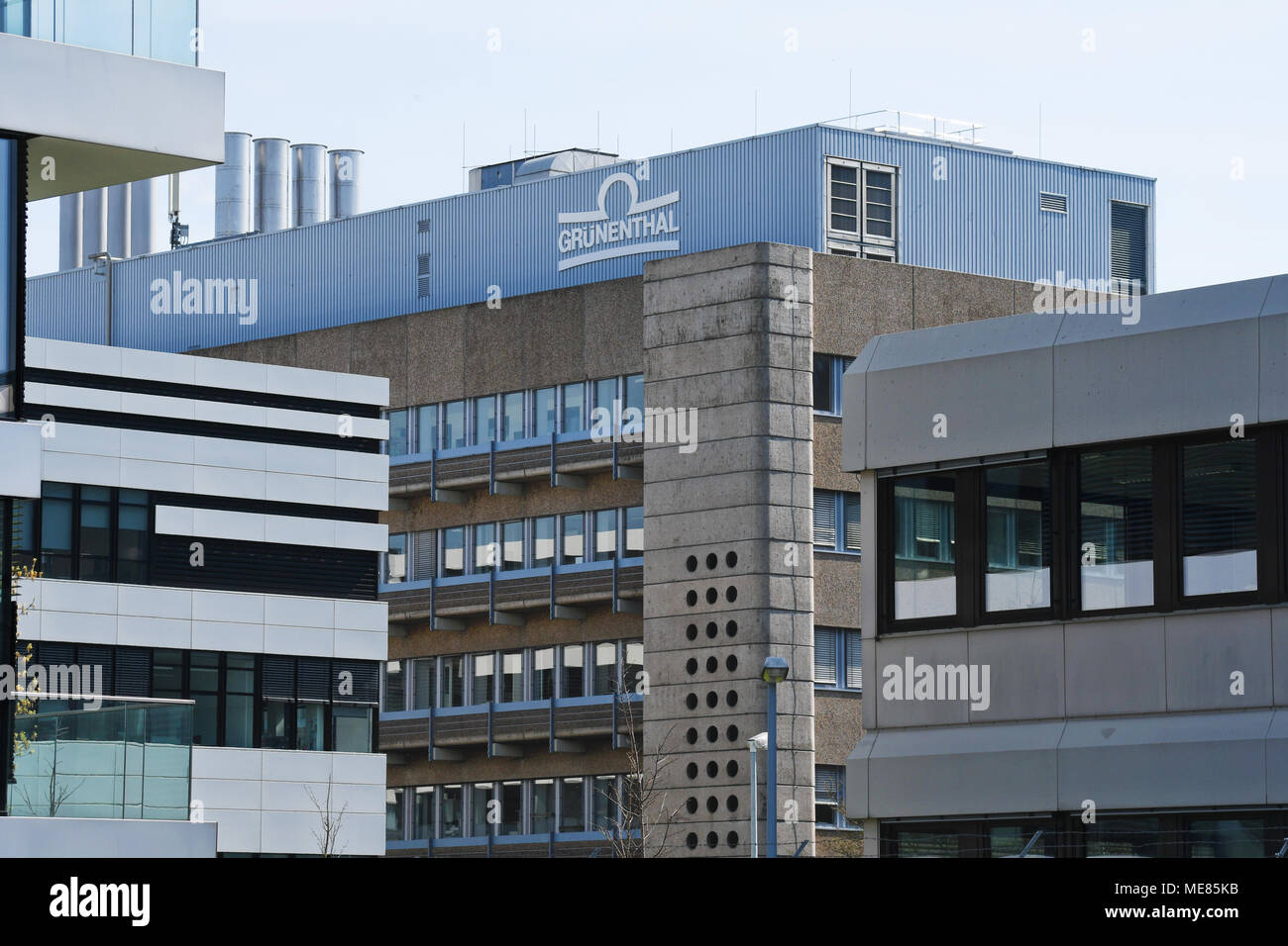 27 April 2018, Germany, Aachen: The facade of the headquarters of ...