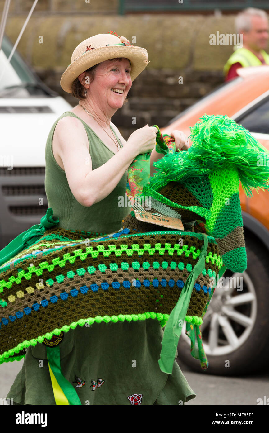 Marsden, UK. 21st April, 2018. A colourful character at the Marsden ...
