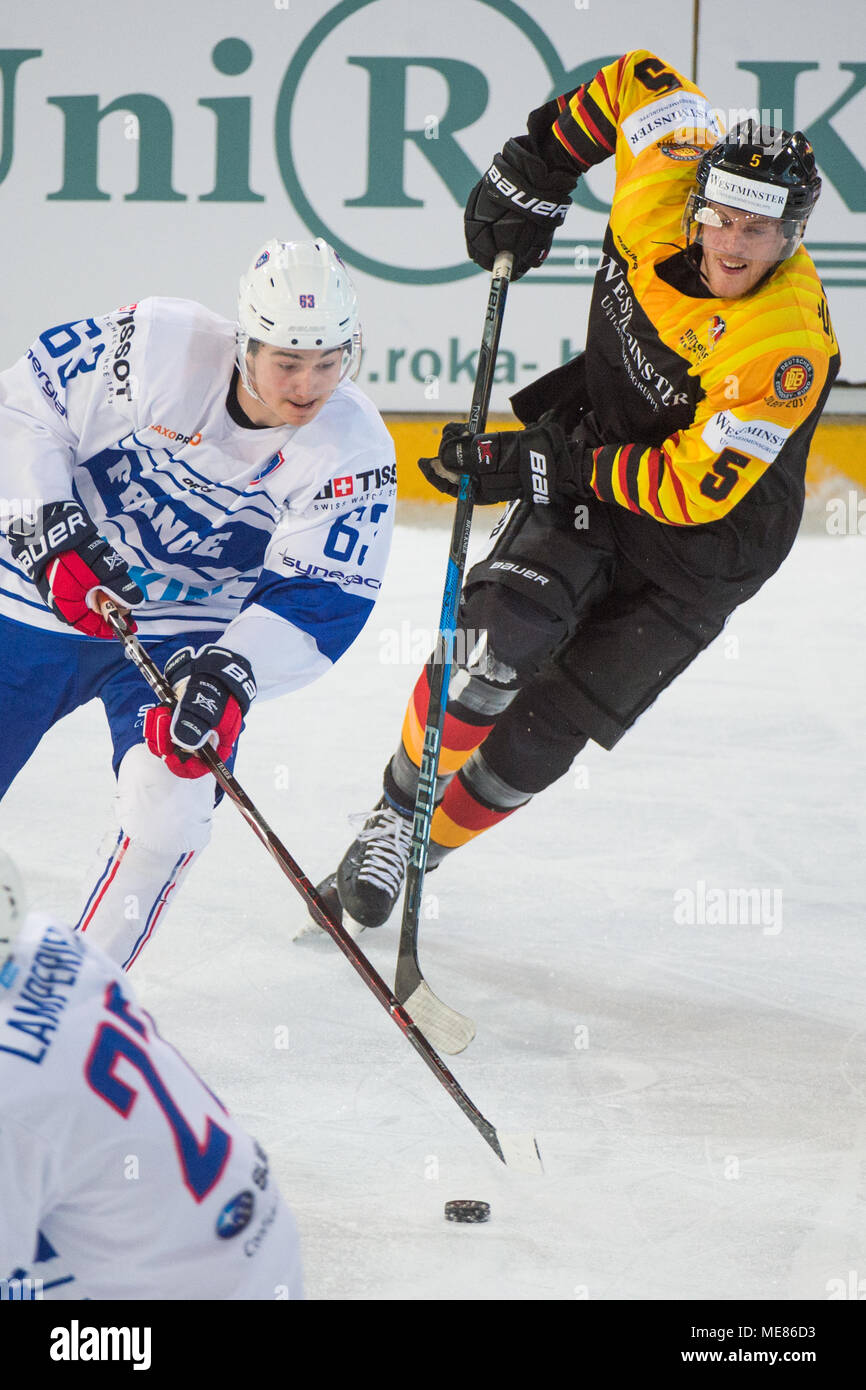 Berlin, Germany. 21st April, 2018. Ice hockey, Germany vs France at the ...
