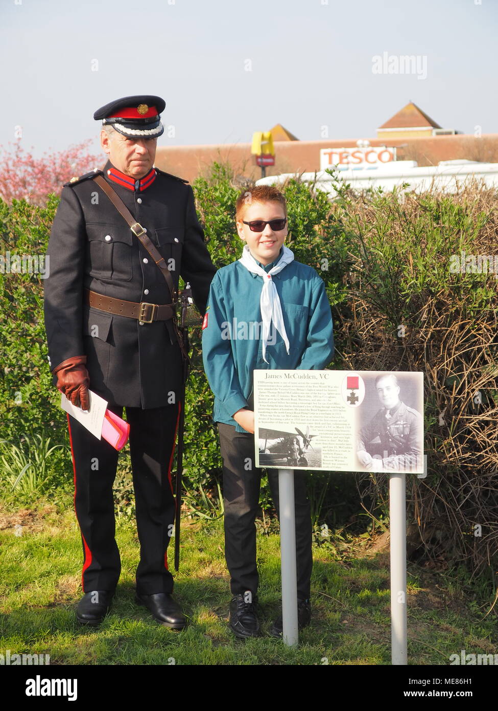 Sheerness, Kent, UK. 21st April, 2018. A new memorial to leading WW1 ...