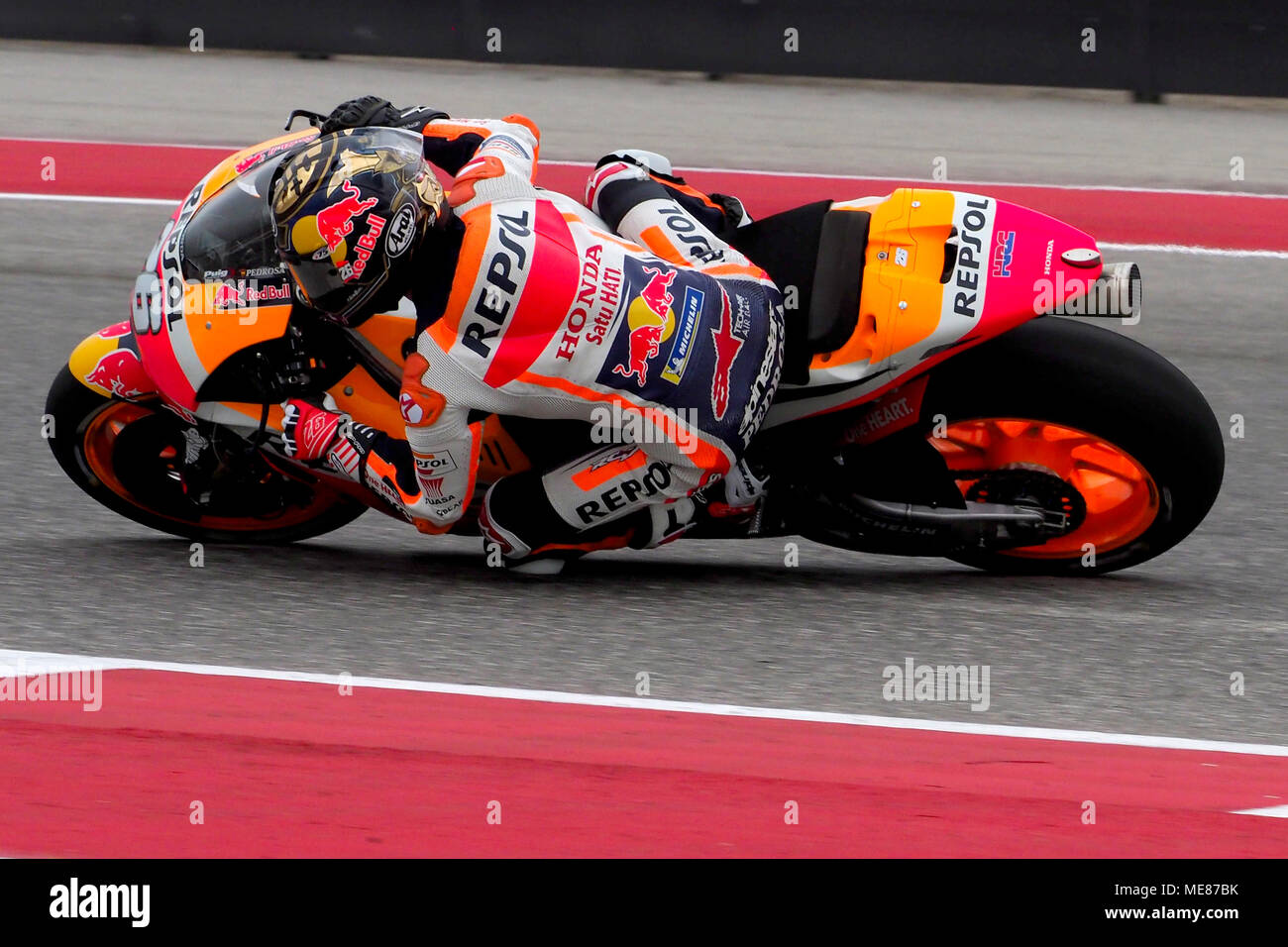 Texas, USA. April 21, 2018. Dani Pedrosa #26 of the Repsol Honda Team ...