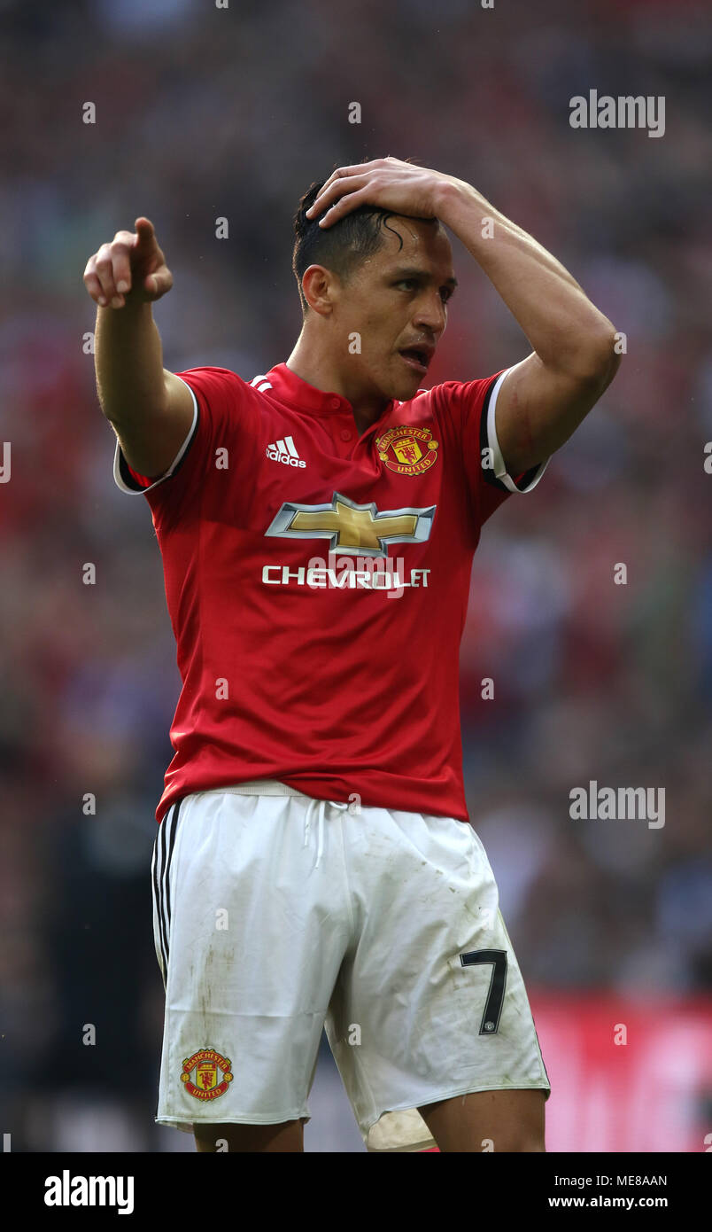 London, UK, 21 April 2018. Alexis Sanchez (MU) at the Emirates FA Cup ...
