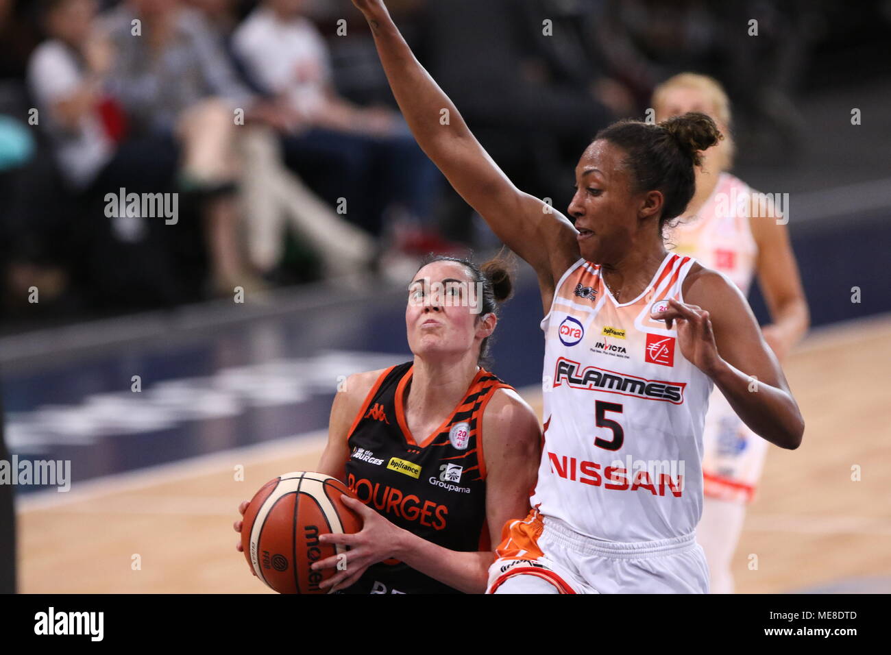 Katherine Plouffe (L) and Kalis Loyd (R) in action during the France ...