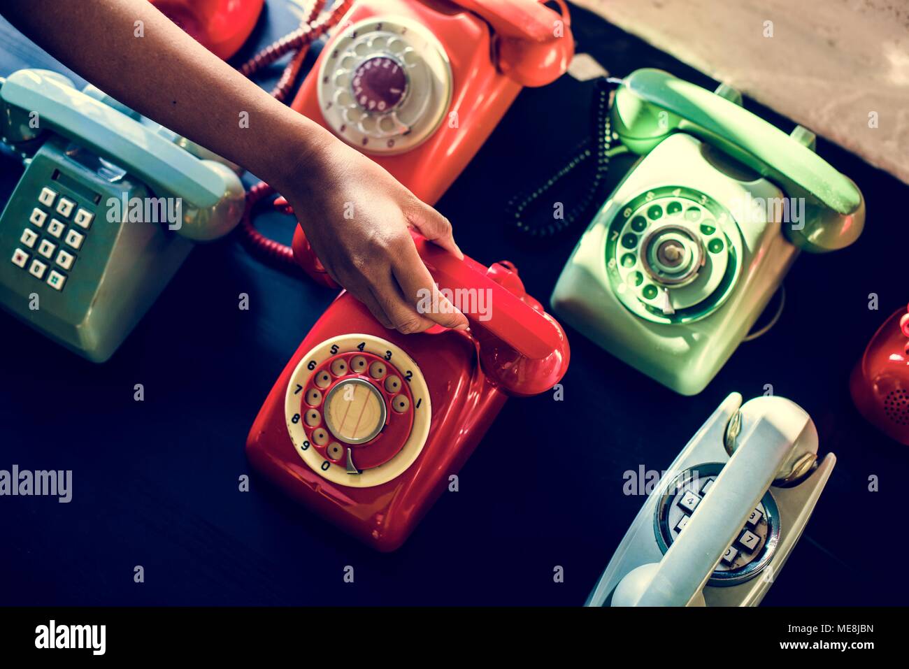 Vintage colourful telephone shoot Stock Photo - Alamy