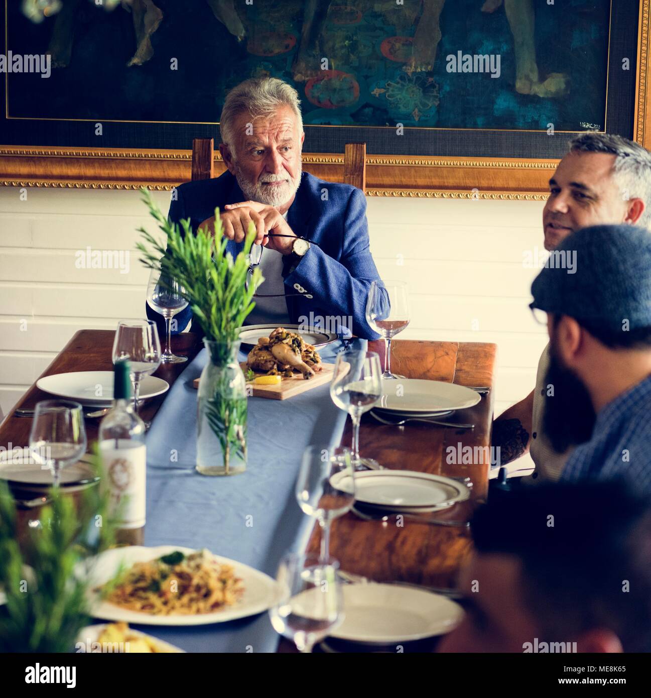 Closeup friends having dinner hi-res stock photography and images - Alamy