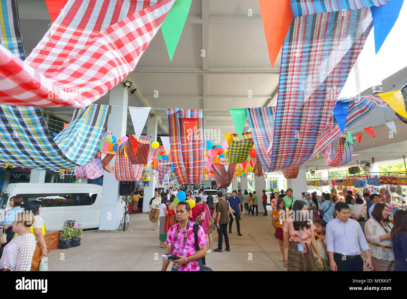 Bangkok, Thailand - April 11: Songkran festival in public area in Thai ...