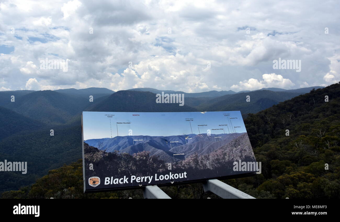 Talbingo, Australia - Jan 28, 2018. Broad panorama of the countryside ...