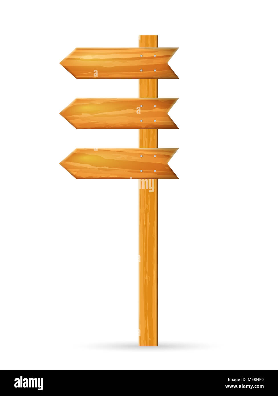 Wooden sign post on a white background Stock Photo - Alamy