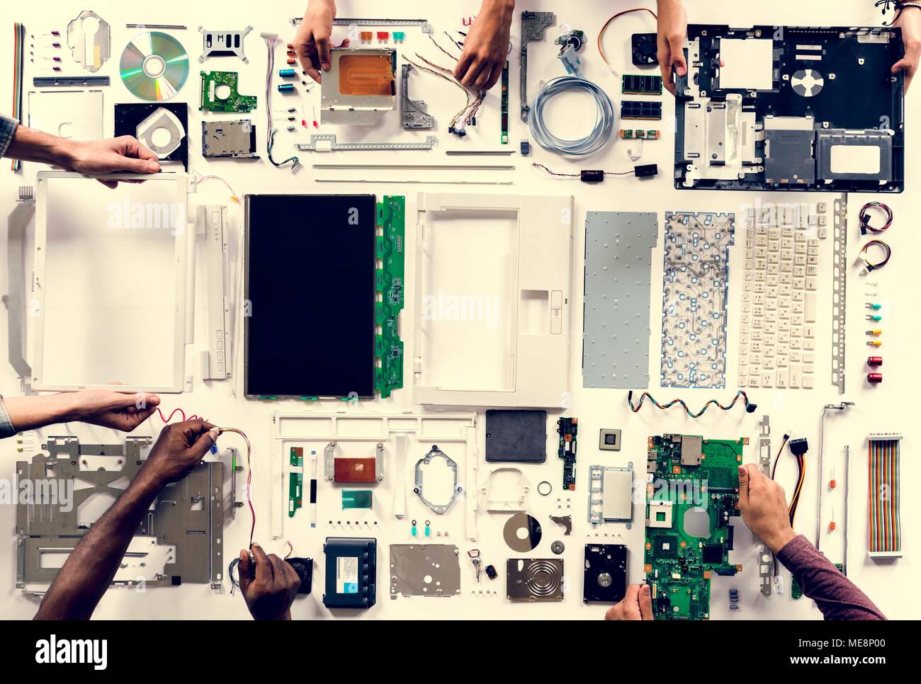 Aerial view of computer parts Stock Photo - Alamy