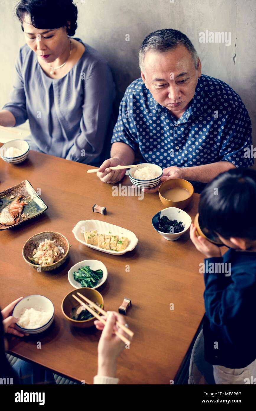 Japanese family eating together hi-res stock photography and images - Alamy