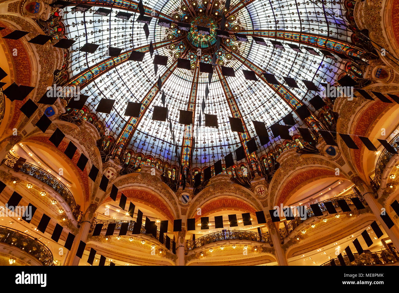 Paris, France, domed roof of the Galeries Lafayette department store in ...