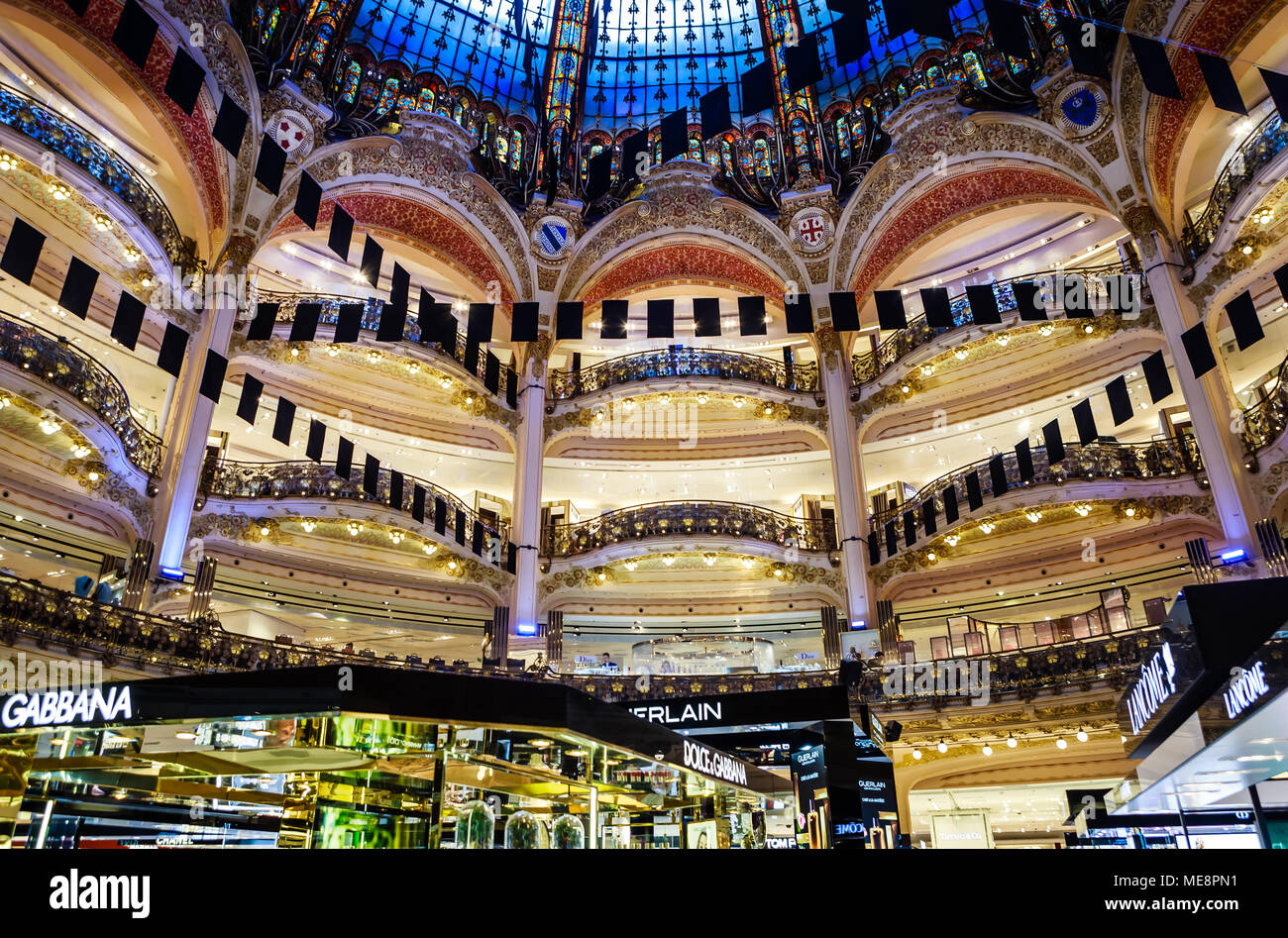 Unknown people shopping in famous luxury Lafayette department store ...
