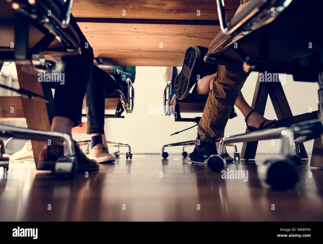 view of meeting room under the table Stock Photo - Alamy
