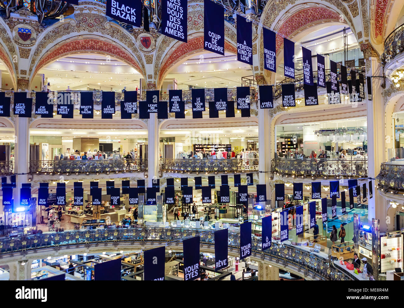 Unknown people shopping in famous luxury Lafayette department store ...
