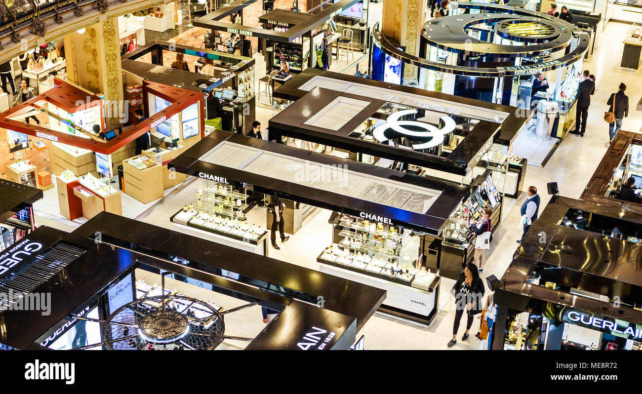 Unknown people shopping in famous luxury Lafayette department store ...