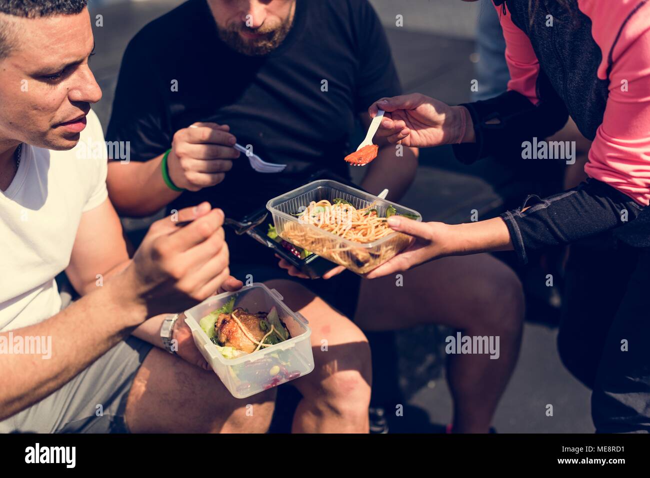 People eating healthy food Stock Photo - Alamy