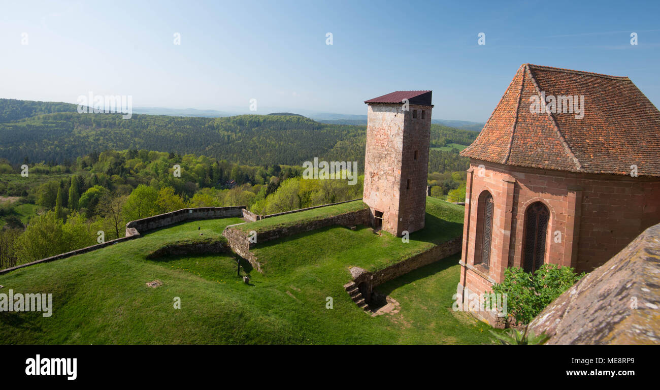 The castle of Lichtenberg in the Vosges mountains in France Stock Photo ...