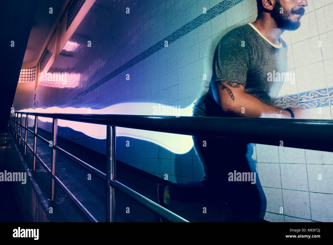 Man running with long exposure technique Stock Photo - Alamy