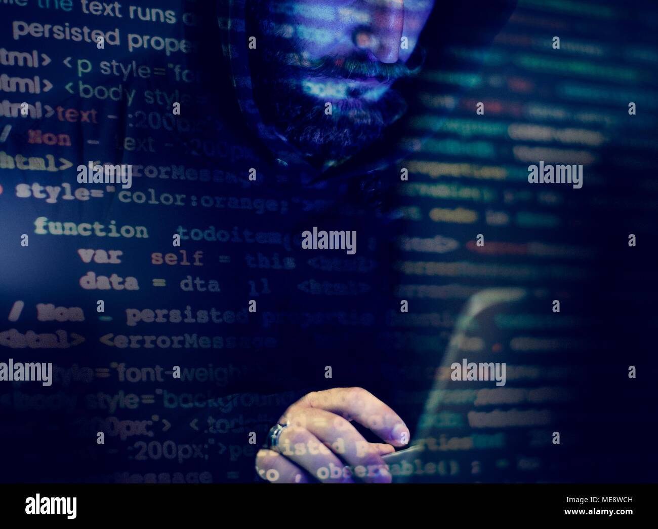 Hacker working on computer cyber crime Stock Photo - Alamy