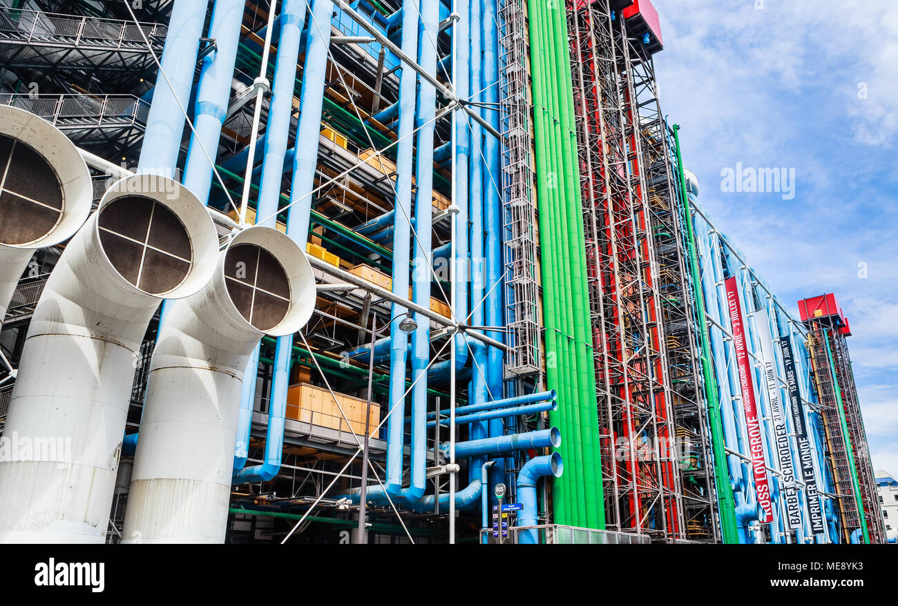 Detail of the Modern high-tech architecture of the Centre Georges ...