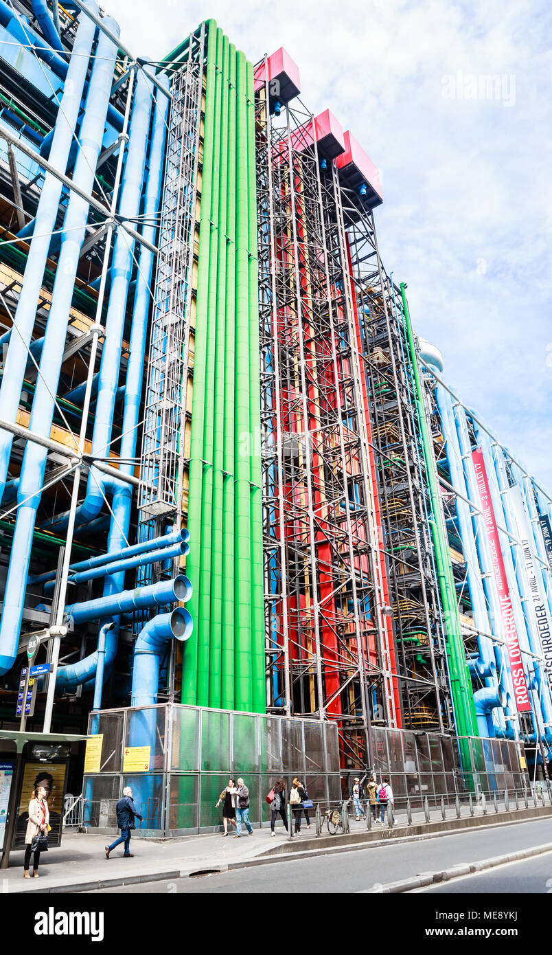Detail of the Modern high-tech architecture of the Centre Georges ...