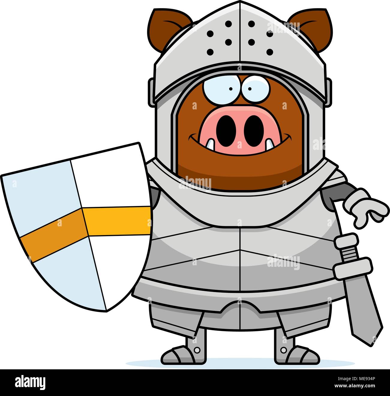 A cartoon illustration of a boar knight smiling Stock Vector Image ...