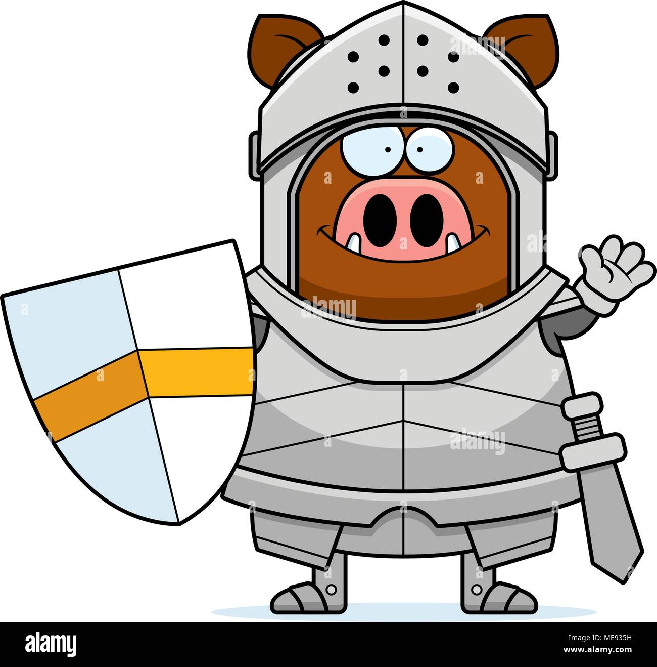A cartoon illustration of a boar knight waving Stock Vector Image & Art ...