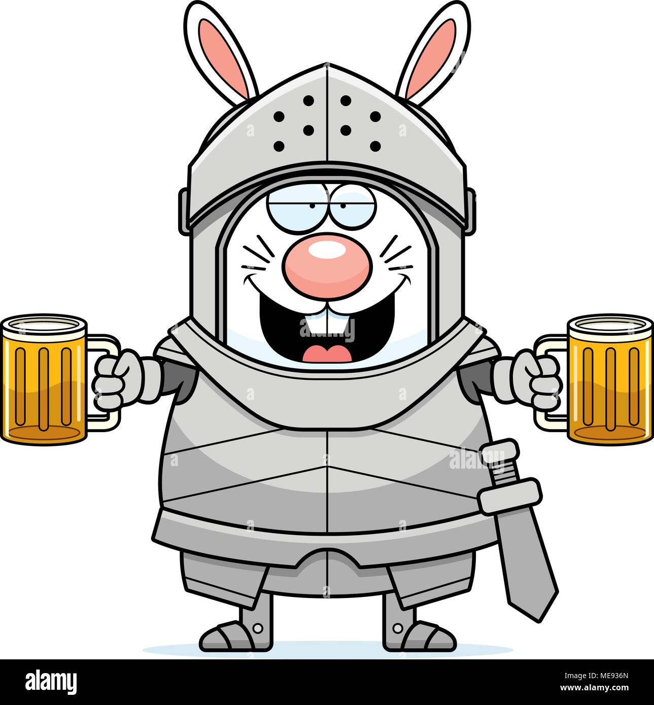 A cartoon illustration of a rabbit knight looking drunk Stock Vector ...