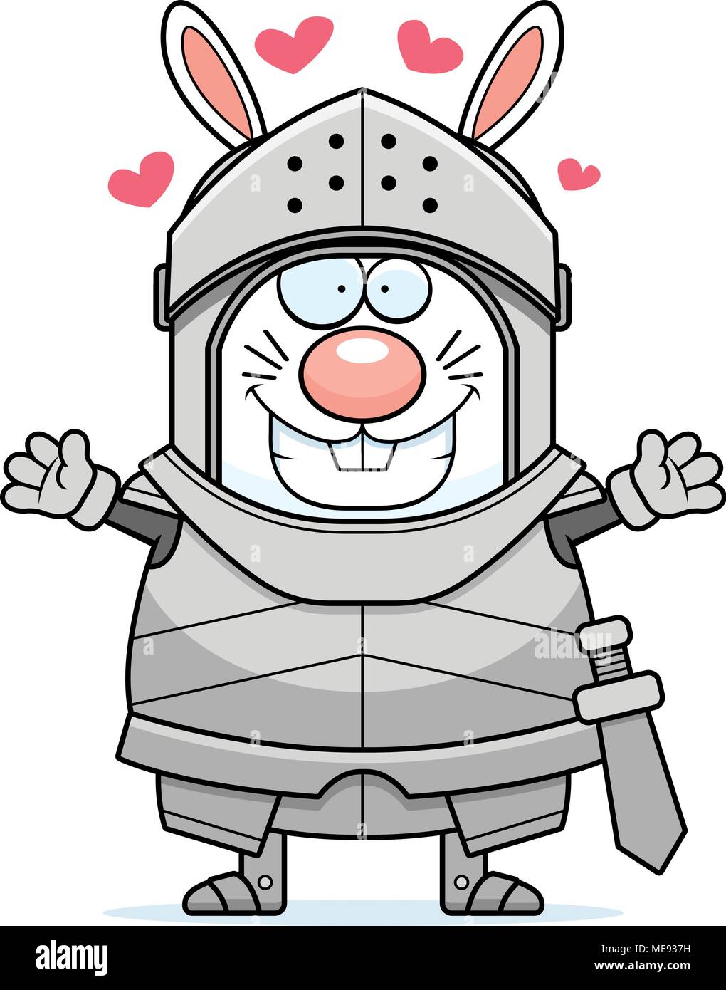 A cartoon illustration of a rabbit knight ready to give a hug Stock ...