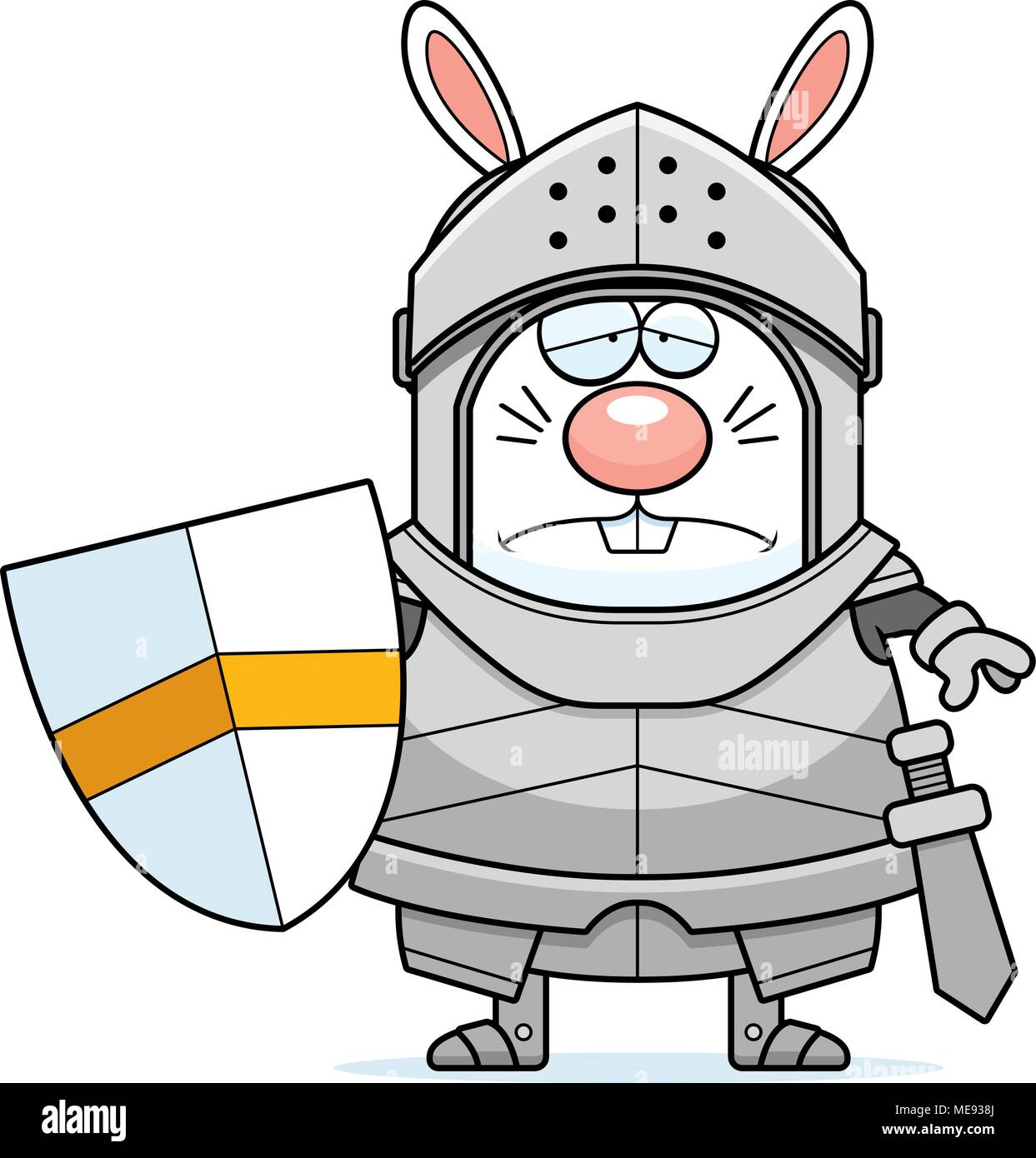 A cartoon illustration of a rabbit knight looking sad Stock Vector ...