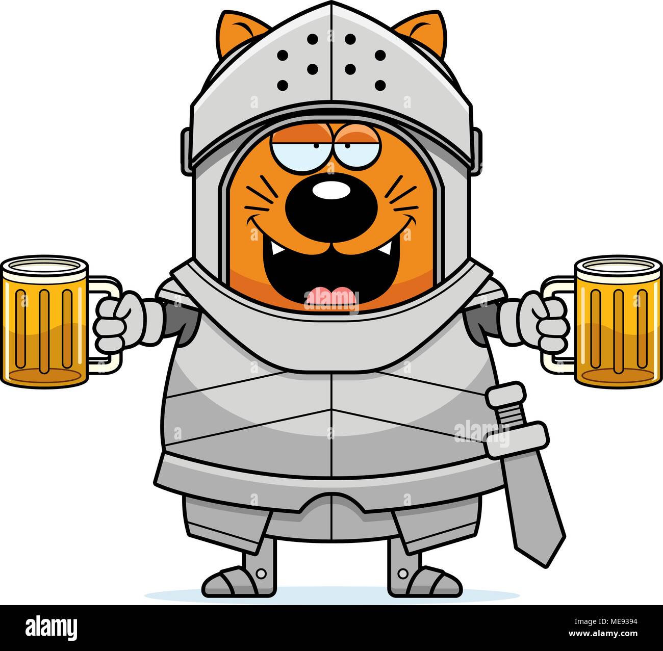 A cartoon illustration of a cat knight looking drunk Stock Vector Image ...