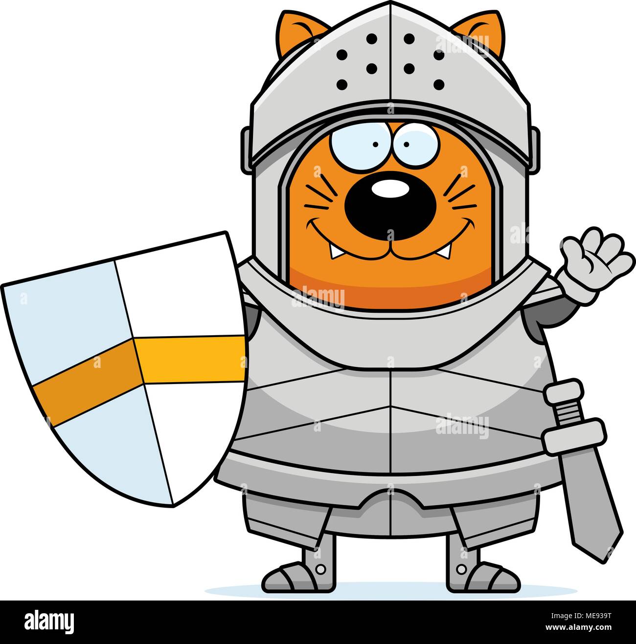 A cartoon illustration of a cat knight waving Stock Vector Image & Art ...