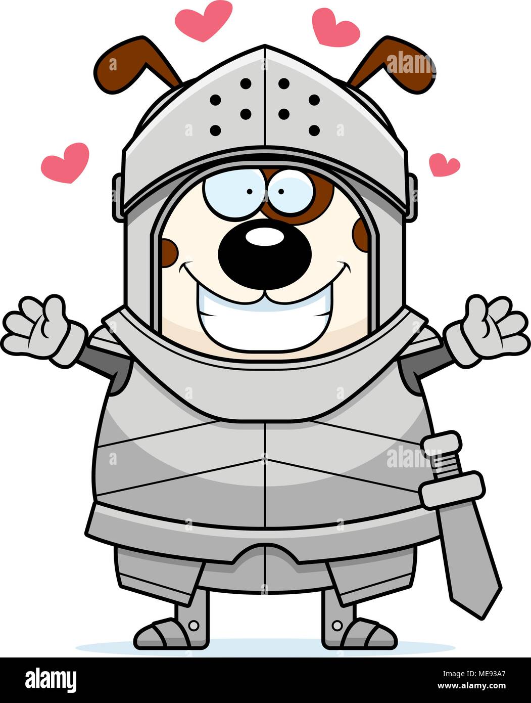 A cartoon illustration of a dog knight ready to give a hug Stock Vector ...