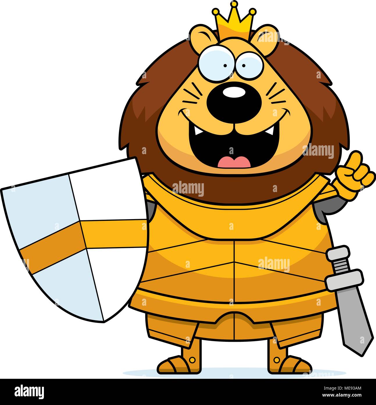 A cartoon illustration of a lion king in armor with an idea Stock ...
