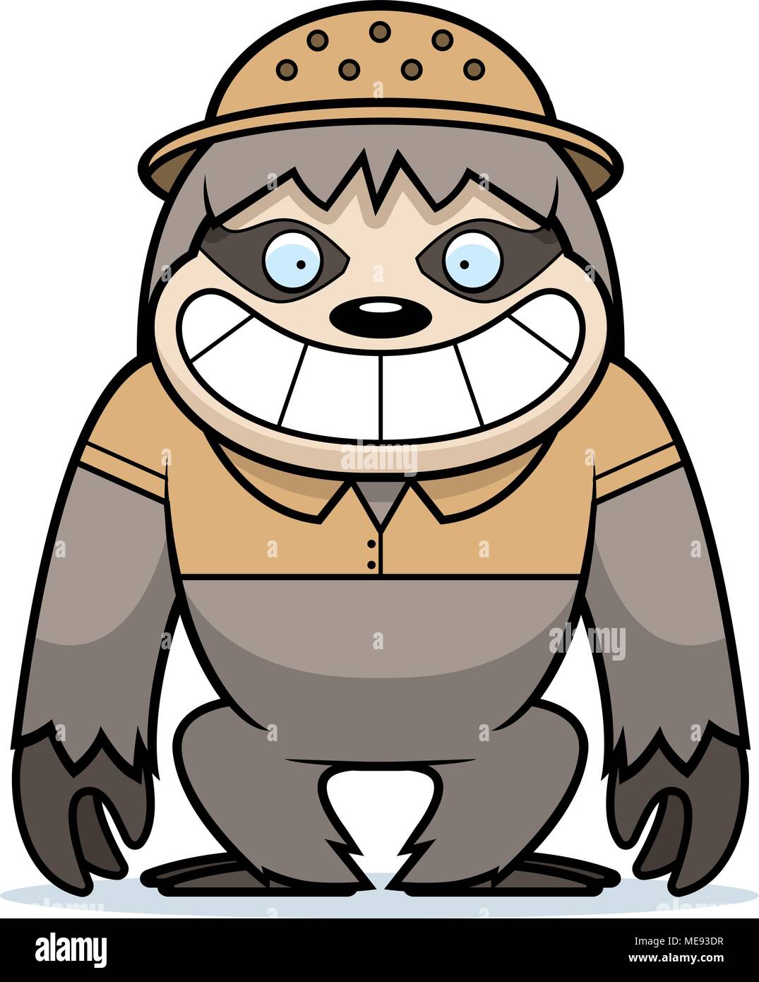 A cartoon illustration of a sloth in a safari outfit and pith Stock ...