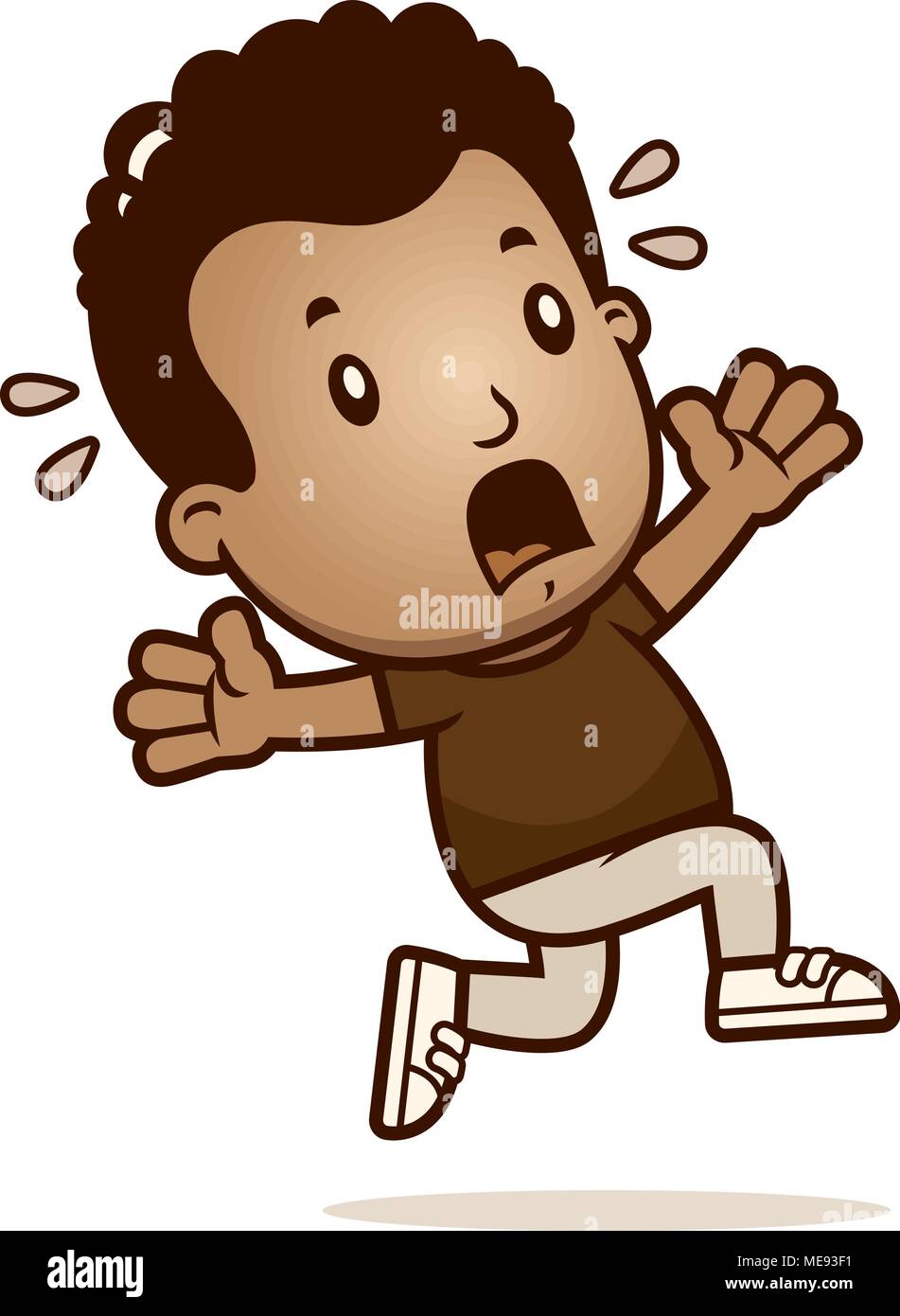 A cartoon illustration of a boy running in a panic Stock Vector Image ...