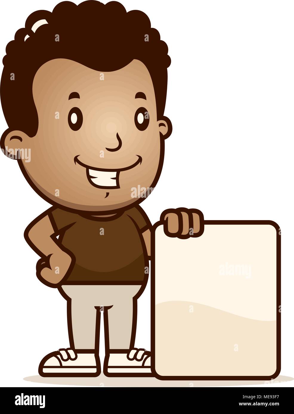 A cartoon illustration of a boy with a sign Stock Vector Image & Art ...