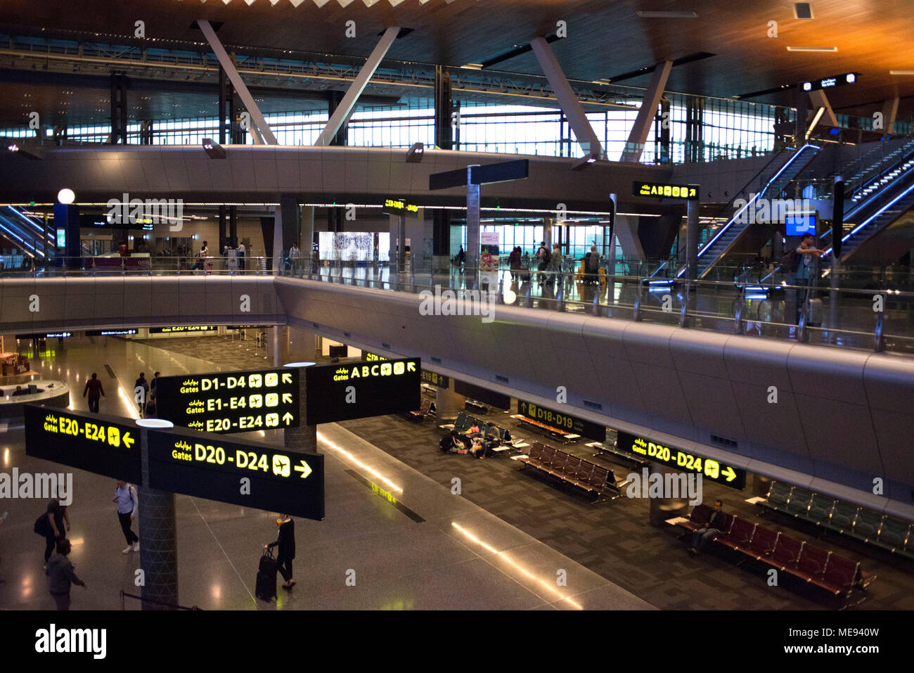 Doha Qatar Hamad International Airport. terminal interior Stock Photo ...