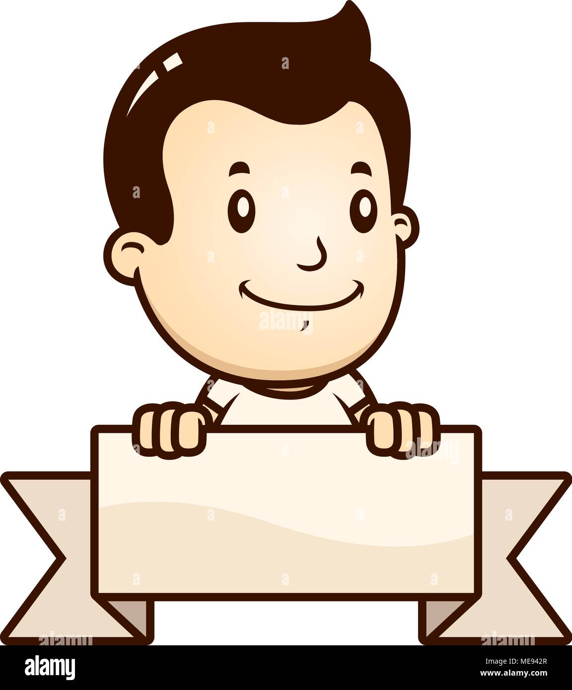 A cartoon illustration of a boy with a banner Stock Vector Image & Art ...