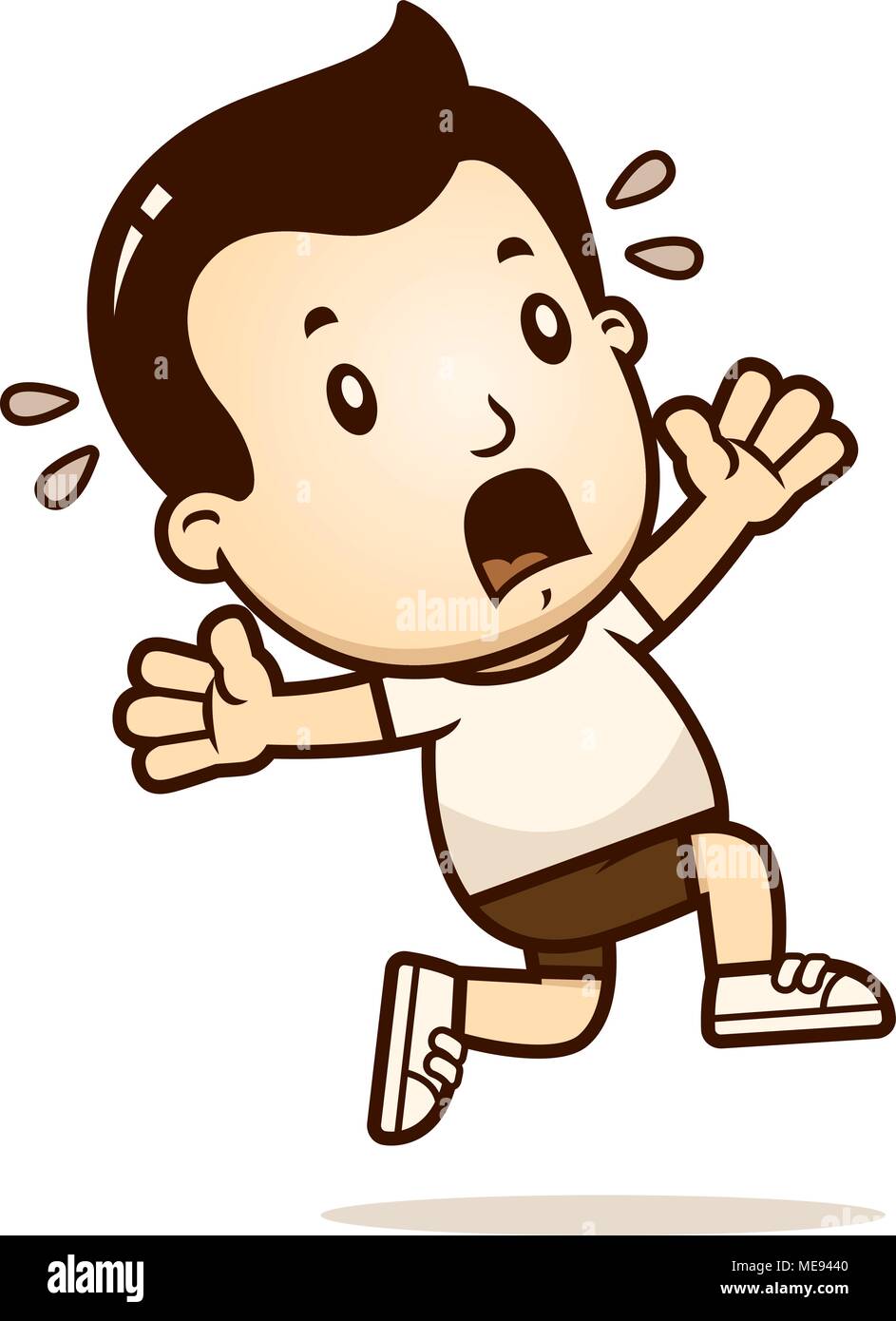 A cartoon illustration of a boy running in a panic Stock Vector Image ...