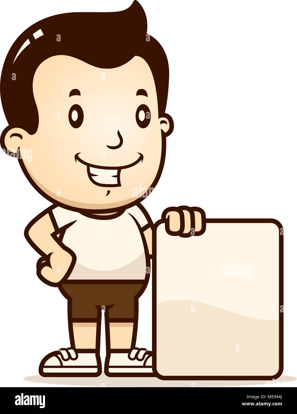 A cartoon illustration of a boy with a sign Stock Vector Image & Art ...