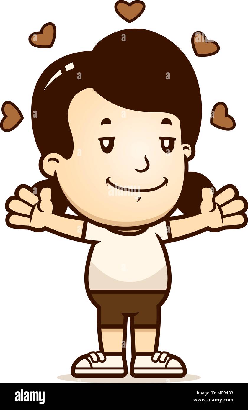 A cartoon illustration of a girl ready to give a hug Stock Vector Image ...