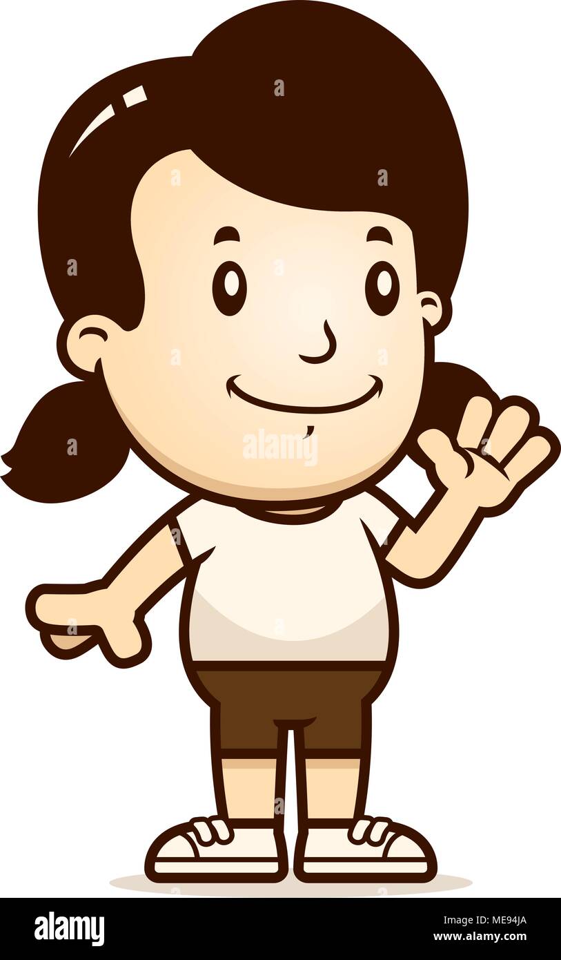 A cartoon illustration of a girl waving Stock Vector Image & Art - Alamy