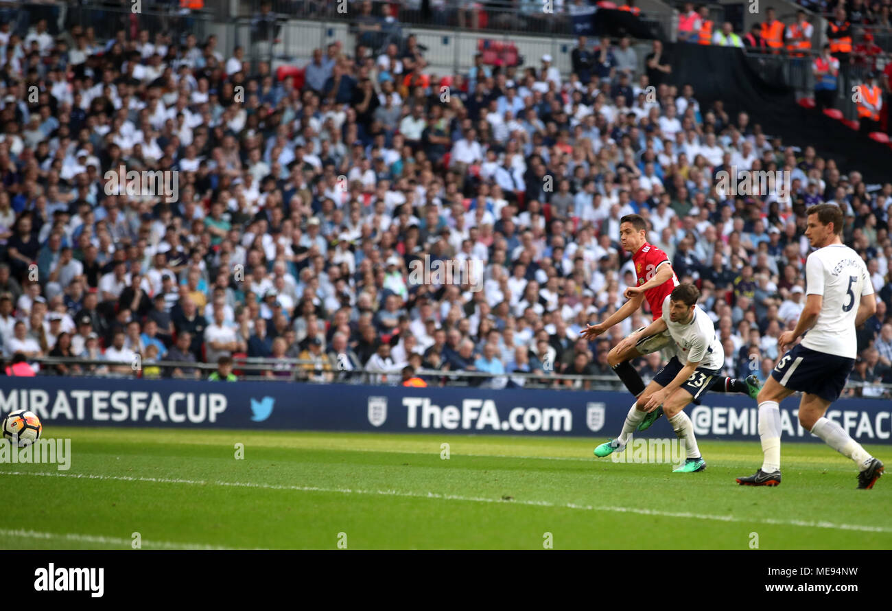 Manchester United's Ander Herrera scores his side's second goal of the ...