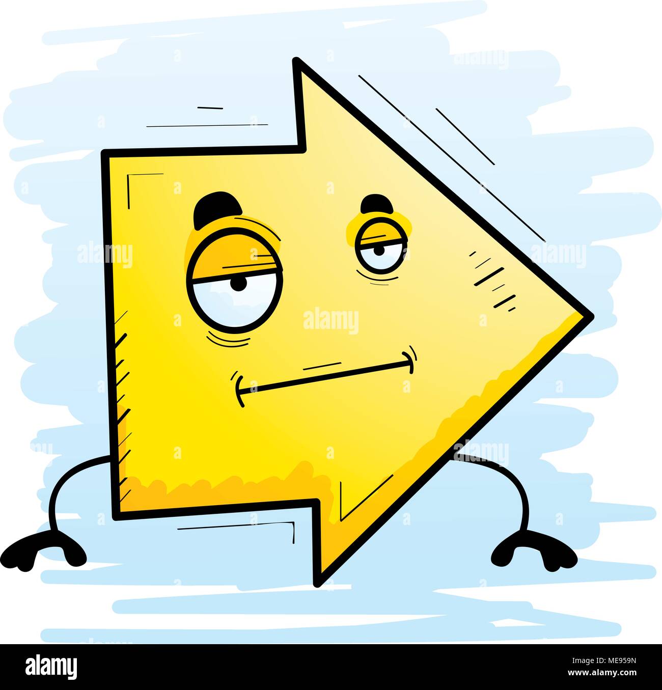 A cartoon illustration of a directional arrow with a bored expression ...