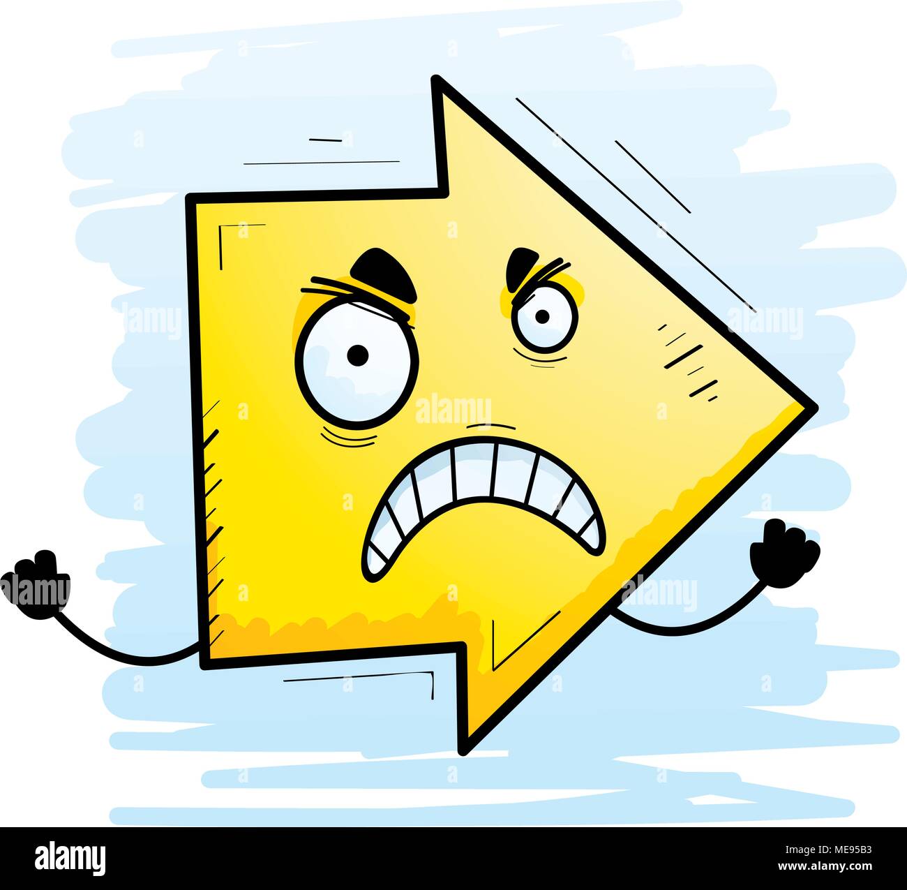 A cartoon illustration of a directional arrow looking angry Stock ...