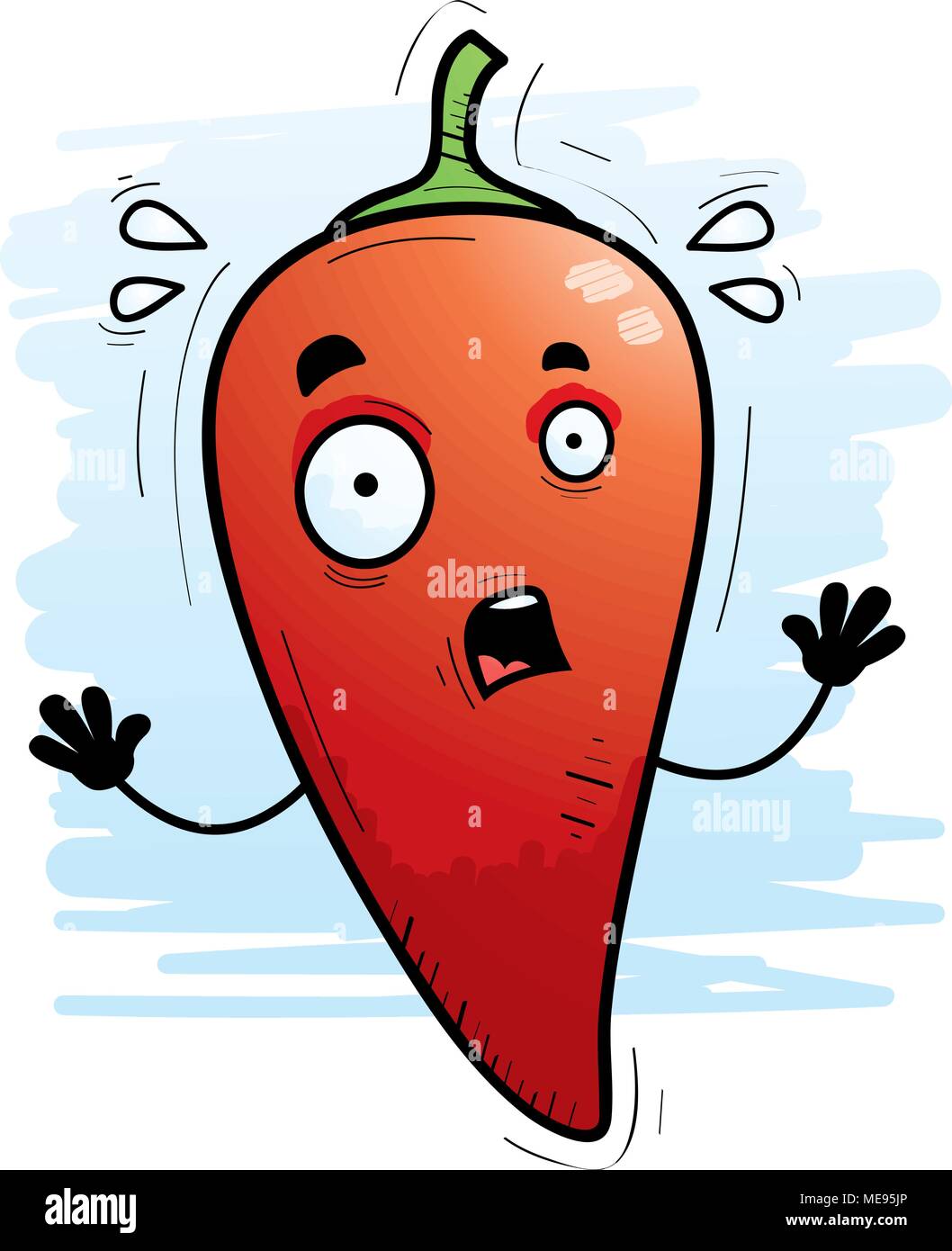 A cartoon illustration of a chili pepper looking scared Stock Vector ...
