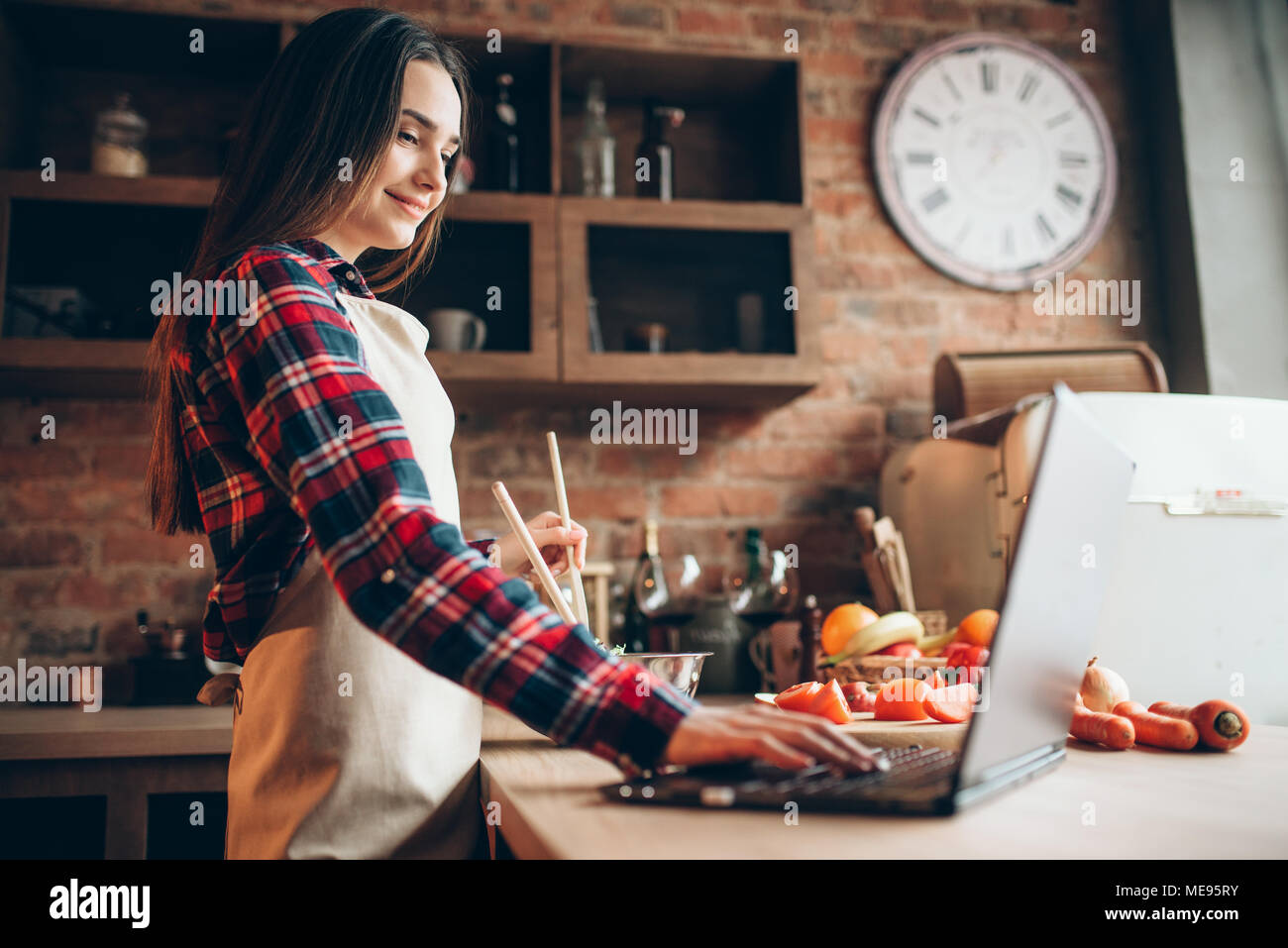 Family Cooking Recipe On Laptop High Resolution Stock Photography and ...