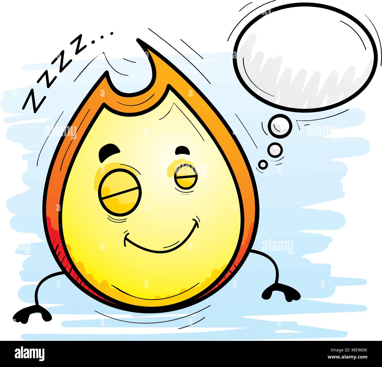 A cartoon illustration of a flame sleeping and dreaming Stock Vector ...
